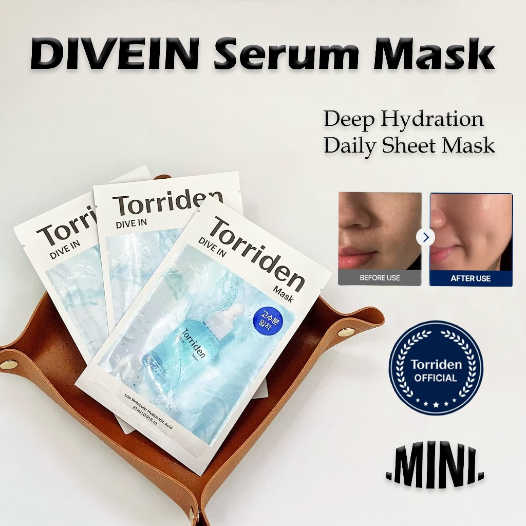 Torriden DIVE IN Low Molecular Hyaluronic Acid Facial Serum Sheet Mask ...
