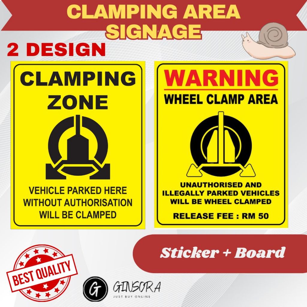 CLAMPING ZONE NO PARKING AREA WARNING SIGNAGE STICKER BOARD |ZON SITA ...