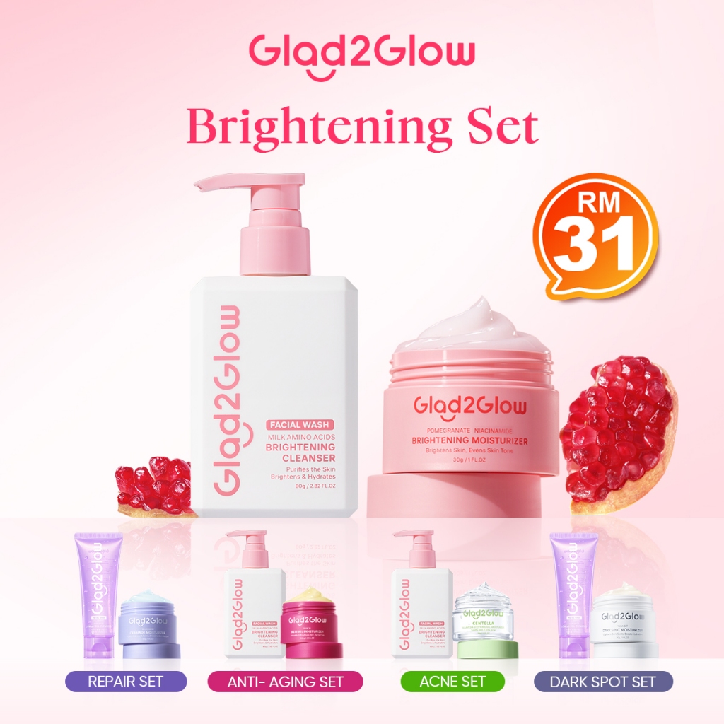 Glad2Glow 2In1 Cleanser+Moisturizer Travel Kit Skincare Set Brightening ...