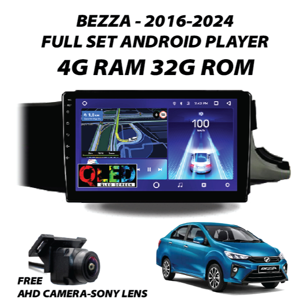PERODUA BEZZA - 2016-2024 FULL SET 4G RAM ANDROID PLAYER FREE CAMERA ...