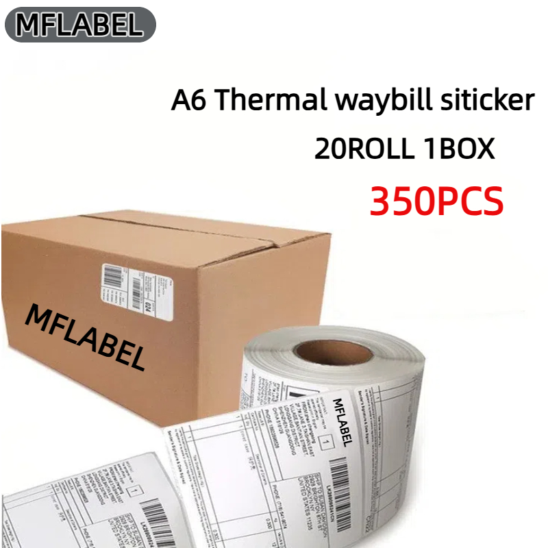 MFLABEL A6 thermal paper 350PCS ROLLS labels self-adhesive waybill ...