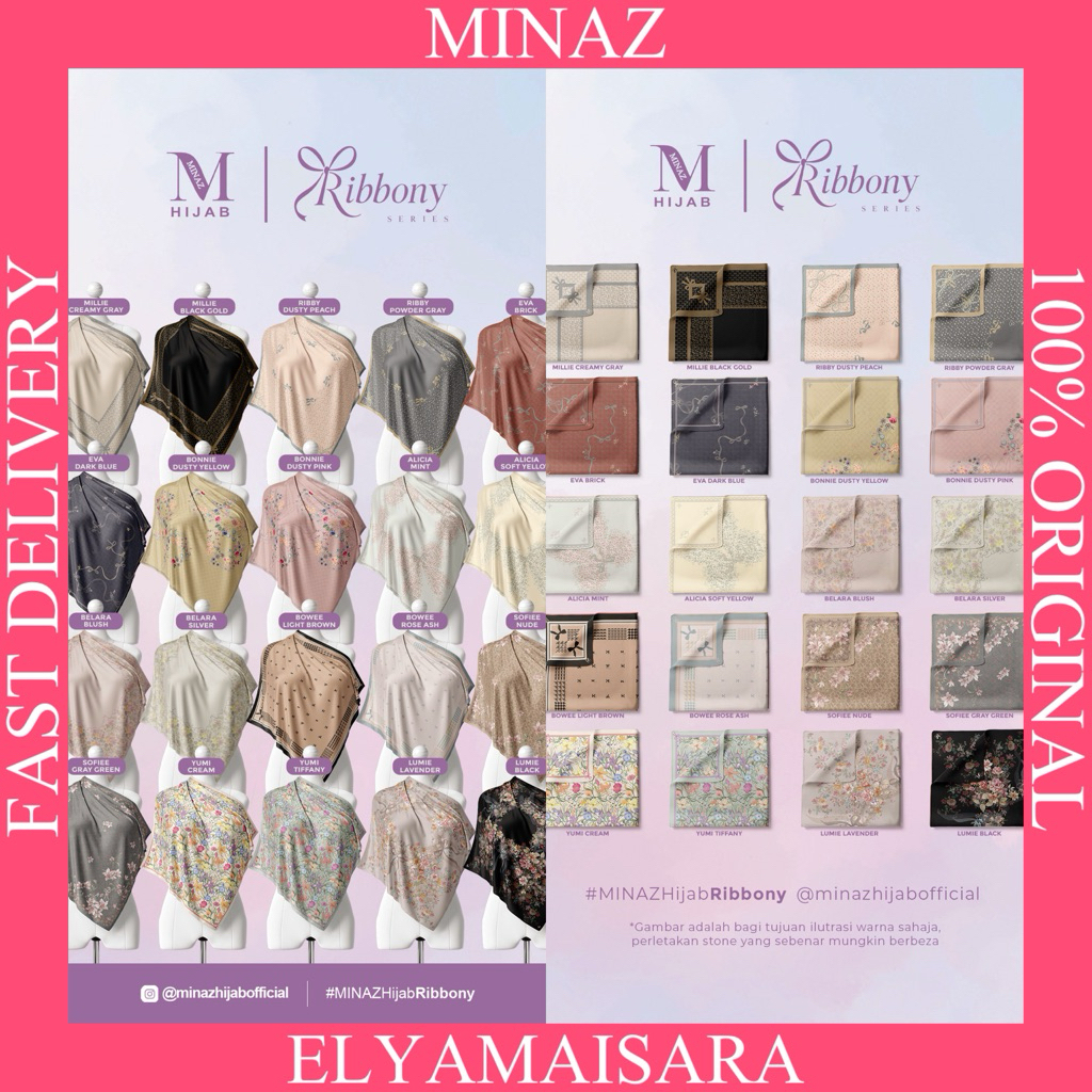Minaz Hijab Bidang 50 [100% Original][Free Brooch] Tudung Bawal Printed ...