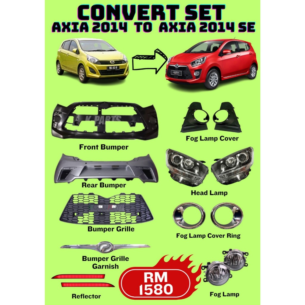 FASTLINK Set Kombo Bodykit Perodua Axia G Tukar(CONVERT) Ke Axia 2014 ...