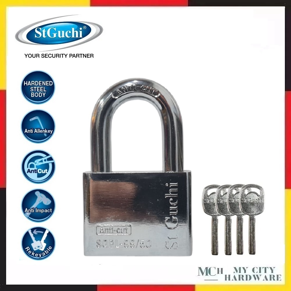 St Guchi SGPL-99 50mm Padlock – Anti-Cut Design, Hardened Steel Body ...