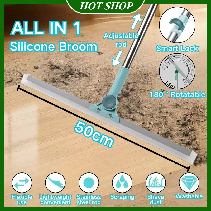 Magic Silicone Broom/Dual-Use 180°Degree Rotatable Silicone Floor ...