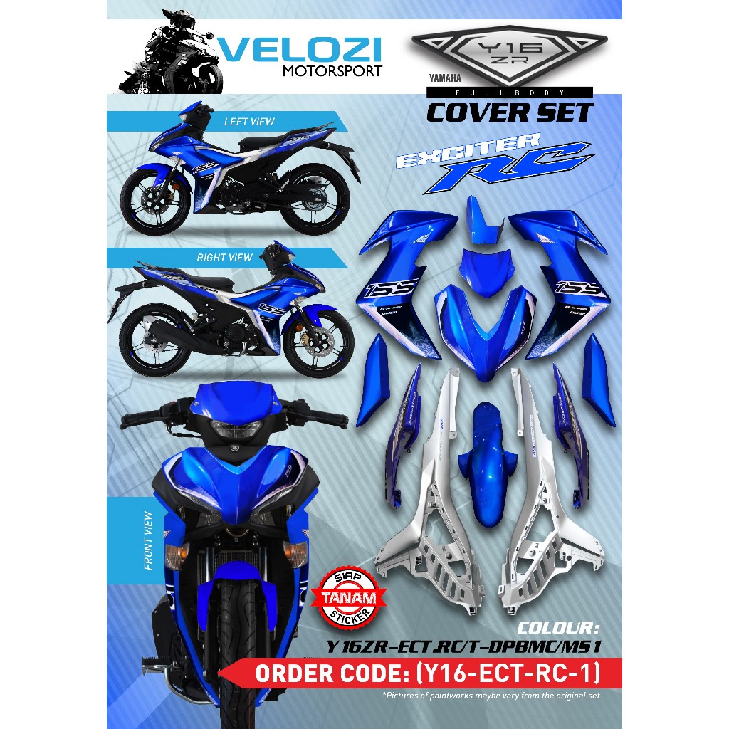 YAMAHA Y16ZR V1 BODY COVER SET VELOZI DOXOU / EXCITER GP / R / RC COVER ...