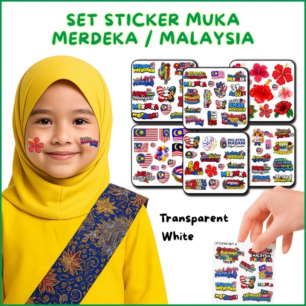 Set Sticker Pipi Malaysia Stiker Merdeka face Sticker bunga Raya Madani ...