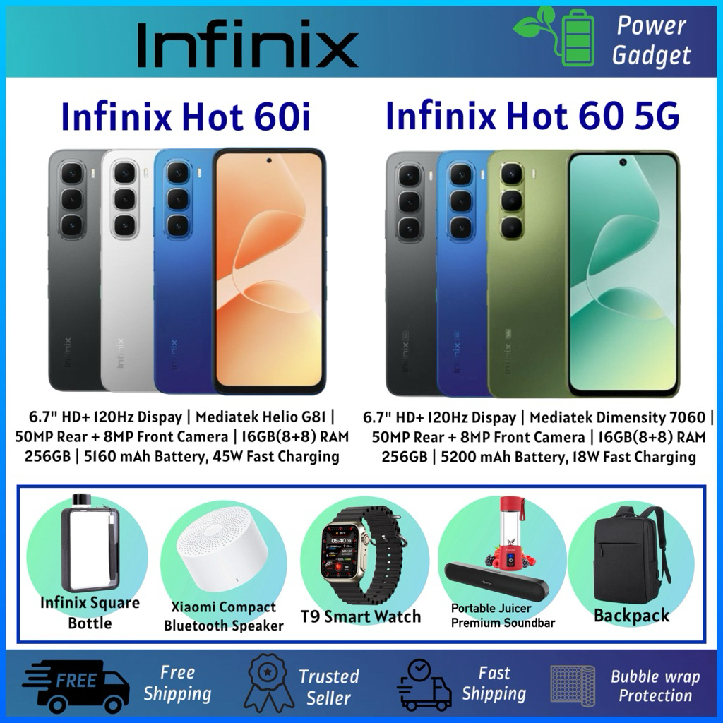 INFINIX Hot 60i 16GB+256GB | Hot 60 5G 16+256GB | Hot 50i 8GB(4+4) RAM + 256GB | AI Phone ...