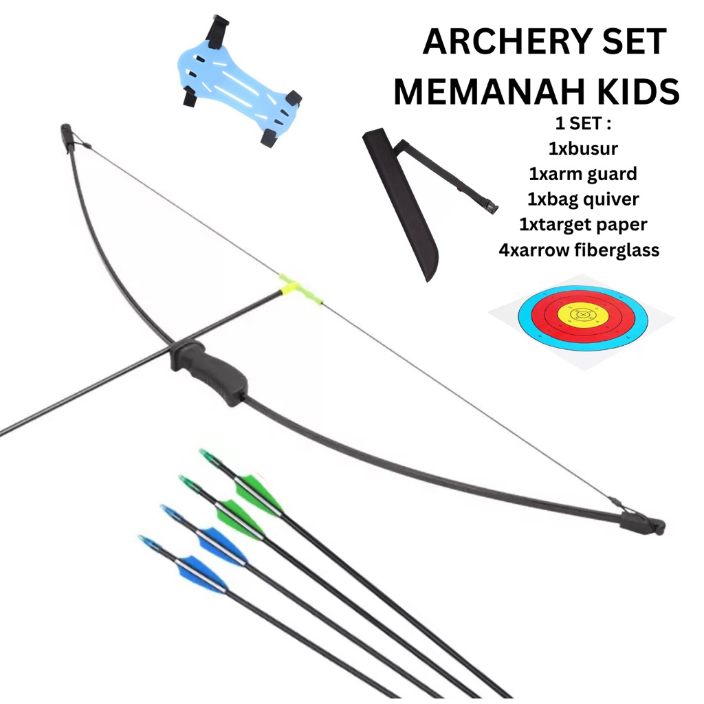 archery kids set memanah alatan busur memanah beginner 15lbs | Shopee ...