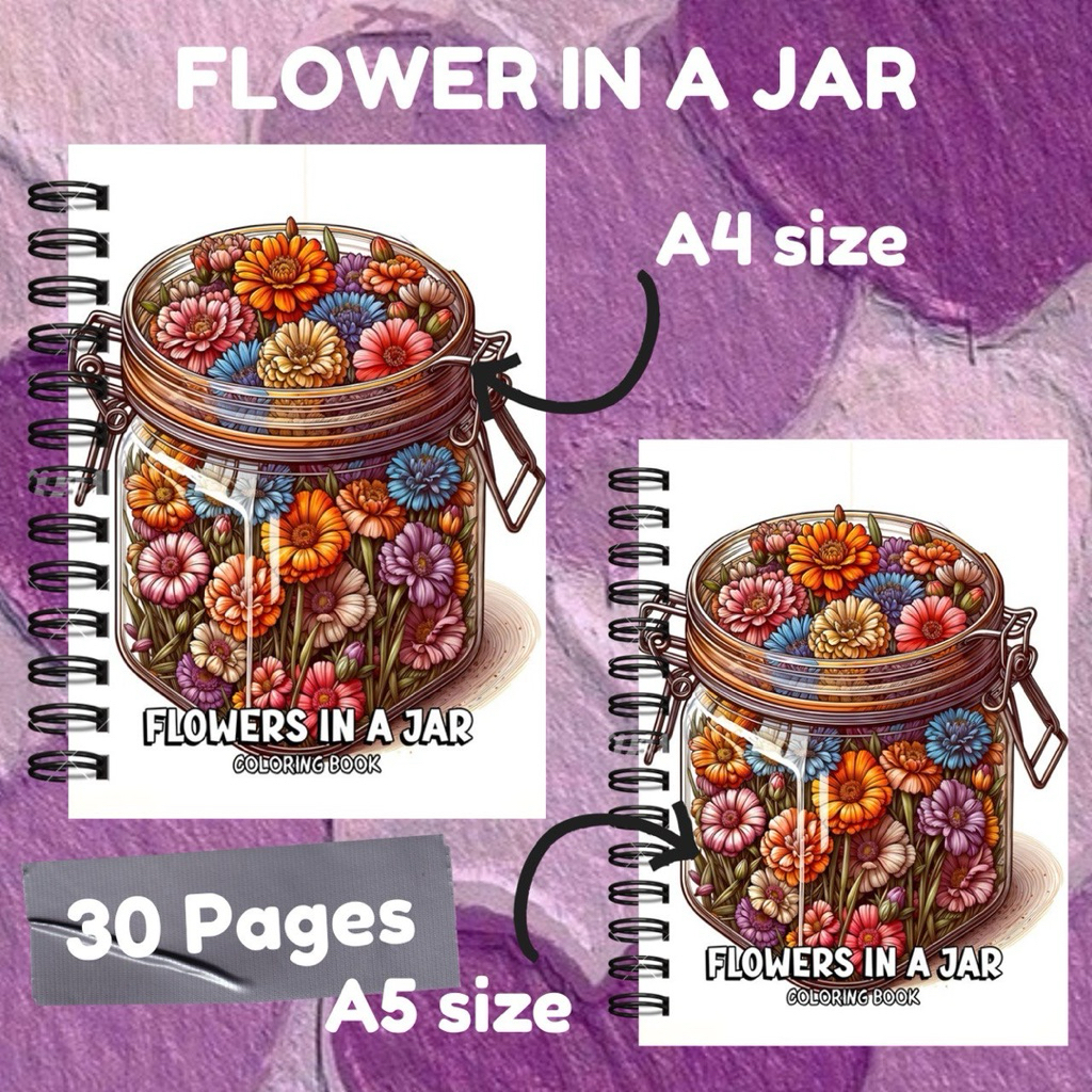 Flower in a jar Coloring book loose paper a cute and cozy coloring book ...