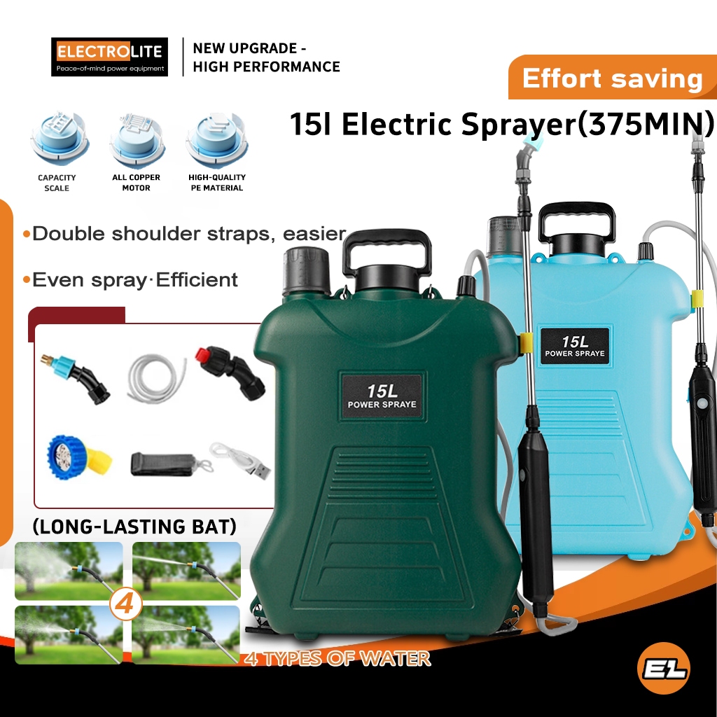 15L Electric Knapsack Sprayer Pam Racun Bateri Pump Racun Tong Racun ...