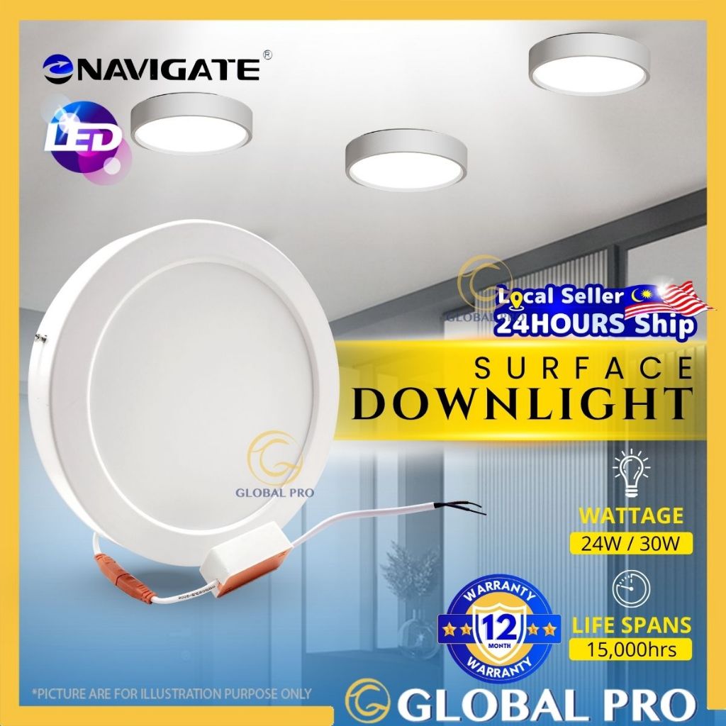 NAVIGATE 24W / 30W Surface Downlight Lampu Siling Ruang Tamu Ceiling ...