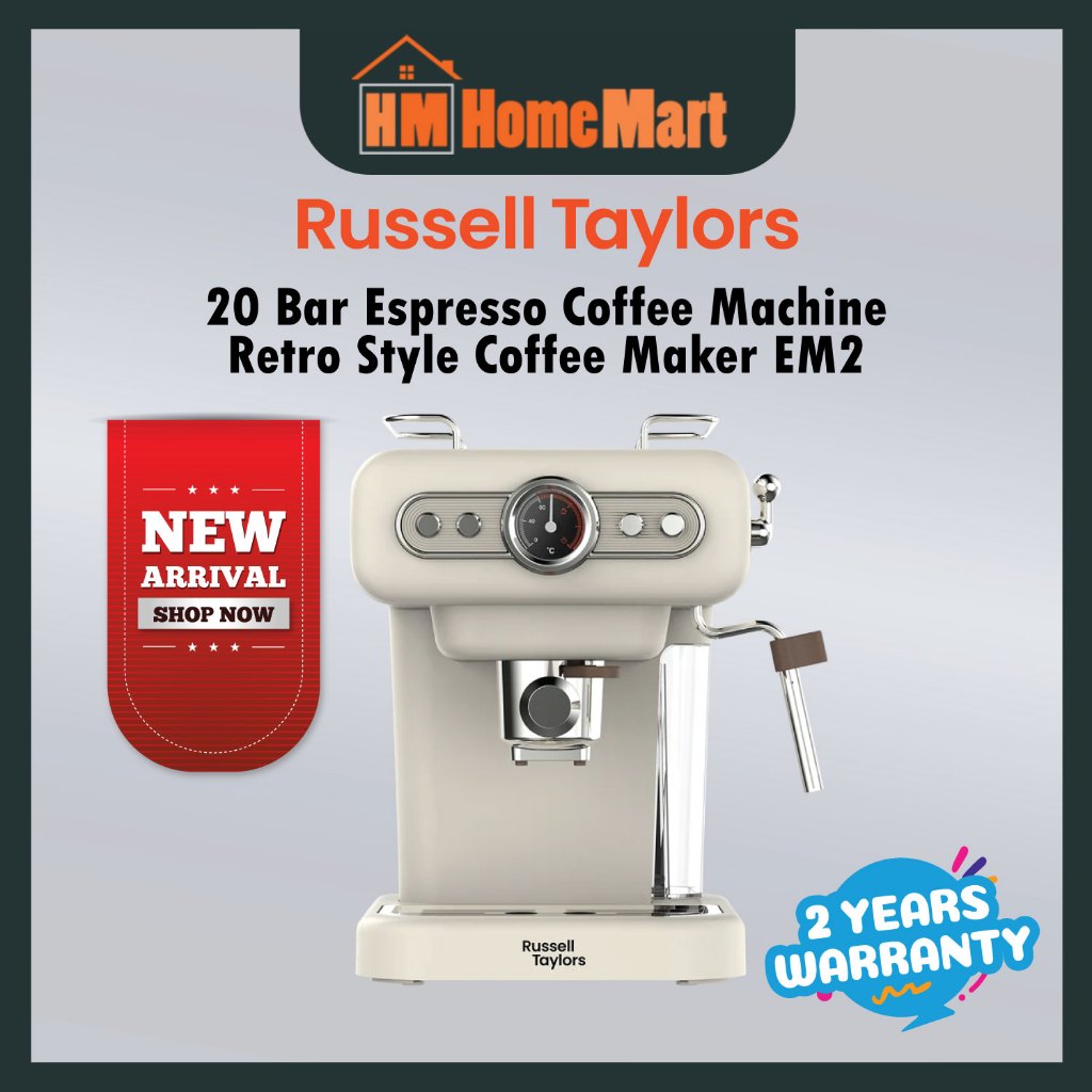 Russell Taylors 20 Bar Espresso Coffee Machine Retro Style Coffee Maker ...