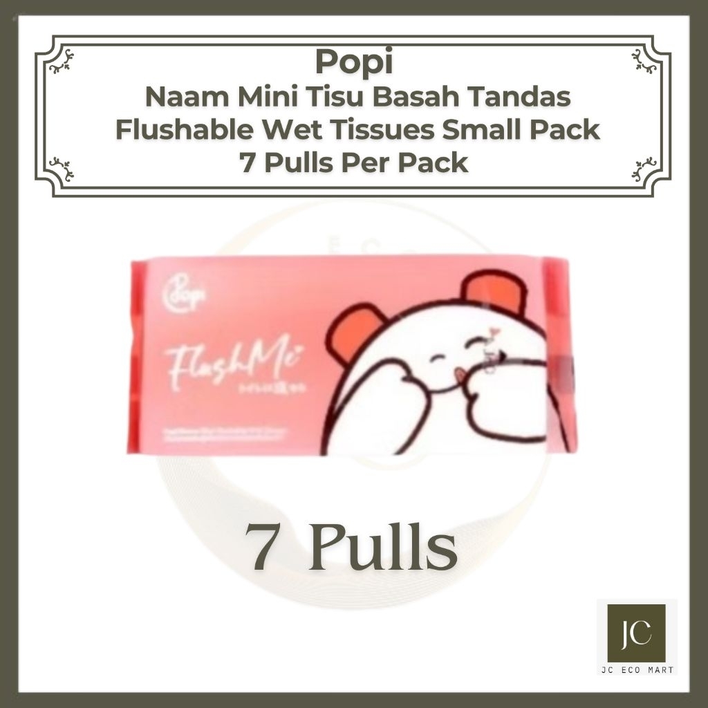 Popi - Naam Mini Tisu Basah Tandas | Flushable Wet Tissues Small Pack 7 ...