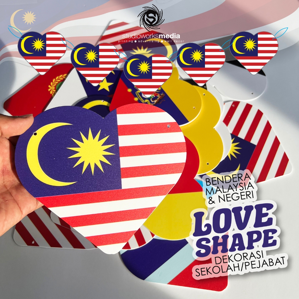 Dekorasi Merdeka Bendera Malaysia Bentuk Hati LOVE SHAPE Keceriaan ...