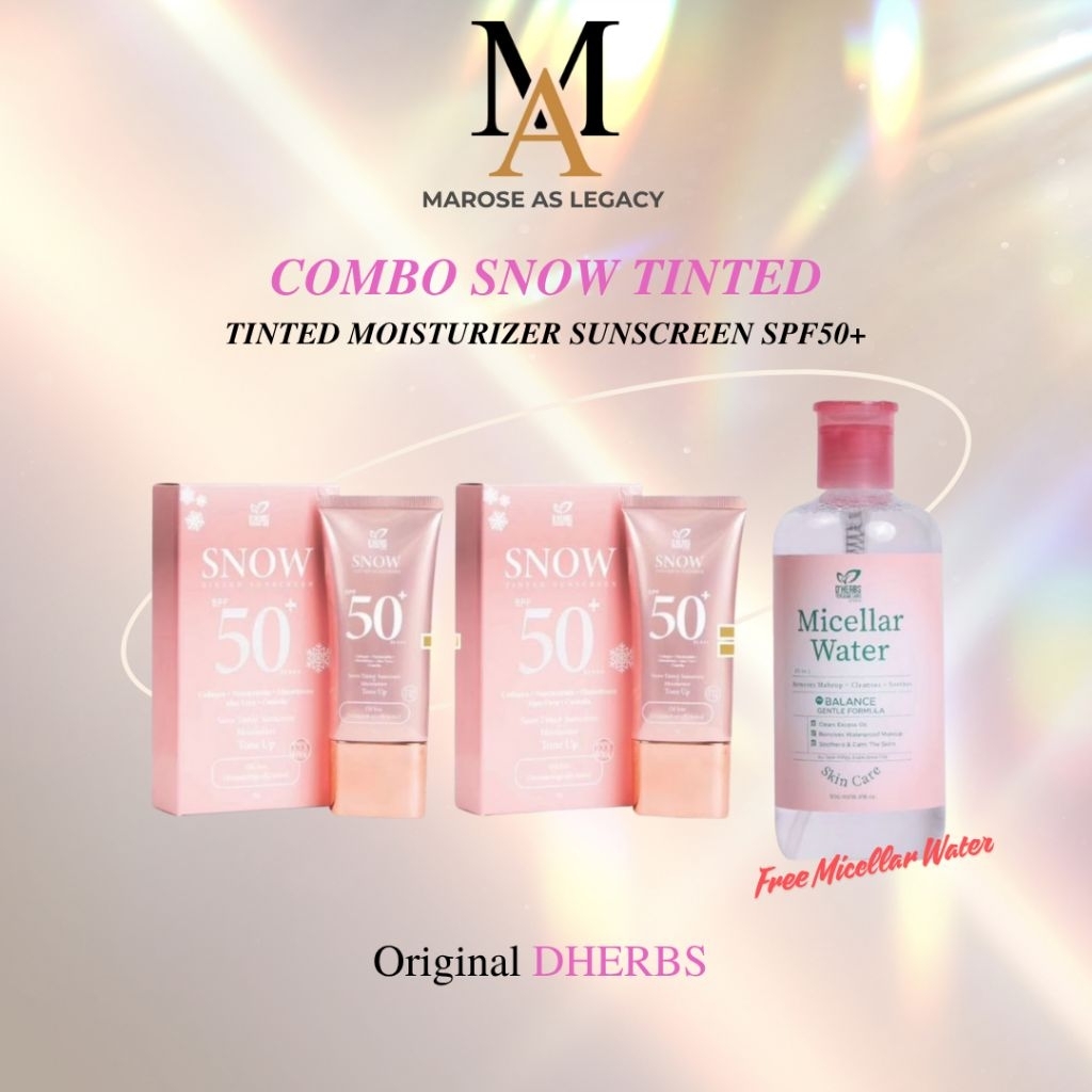 DHERBS COMBO Snow Sunscreen Moisturizer SPF50+ Melindungi kulit Muka ...