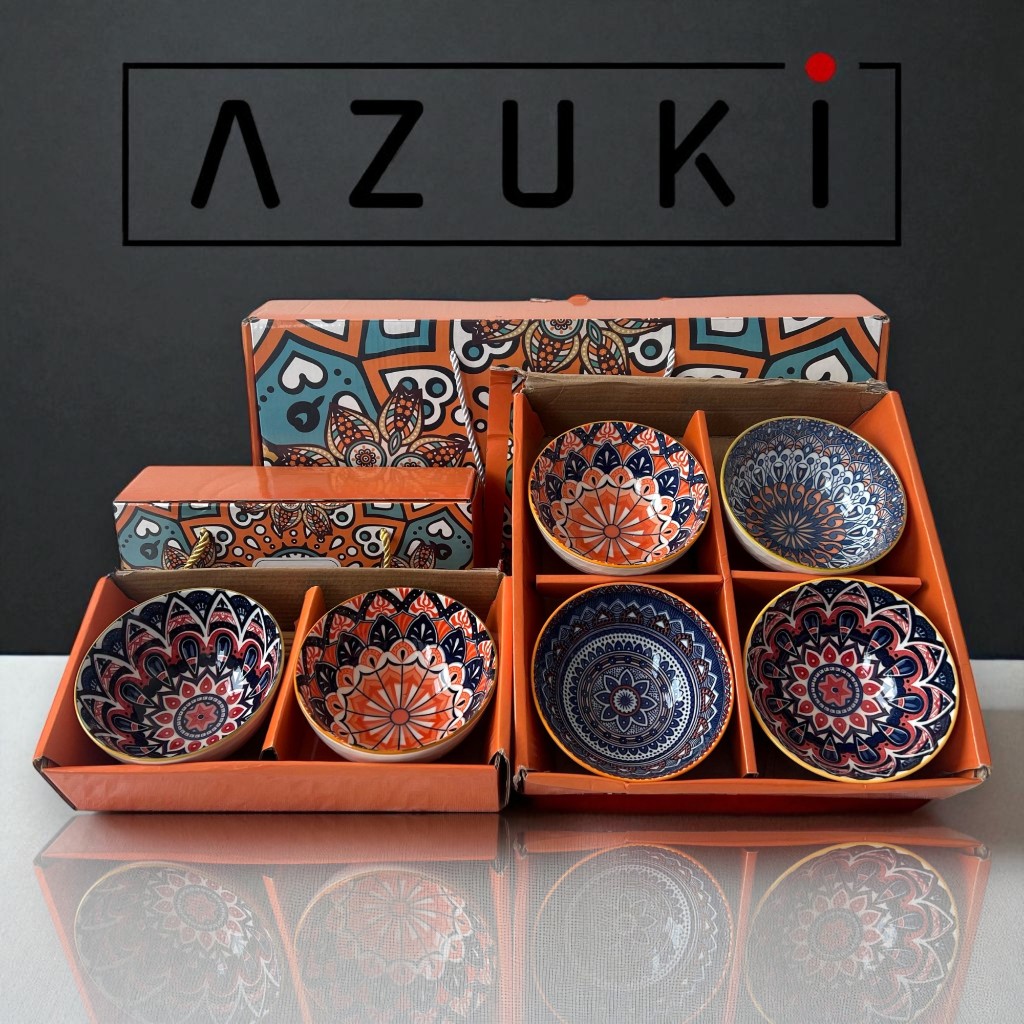 AZUKI Premium Ceramic Dinnerware Gift Set With Box Bohemian Style ...