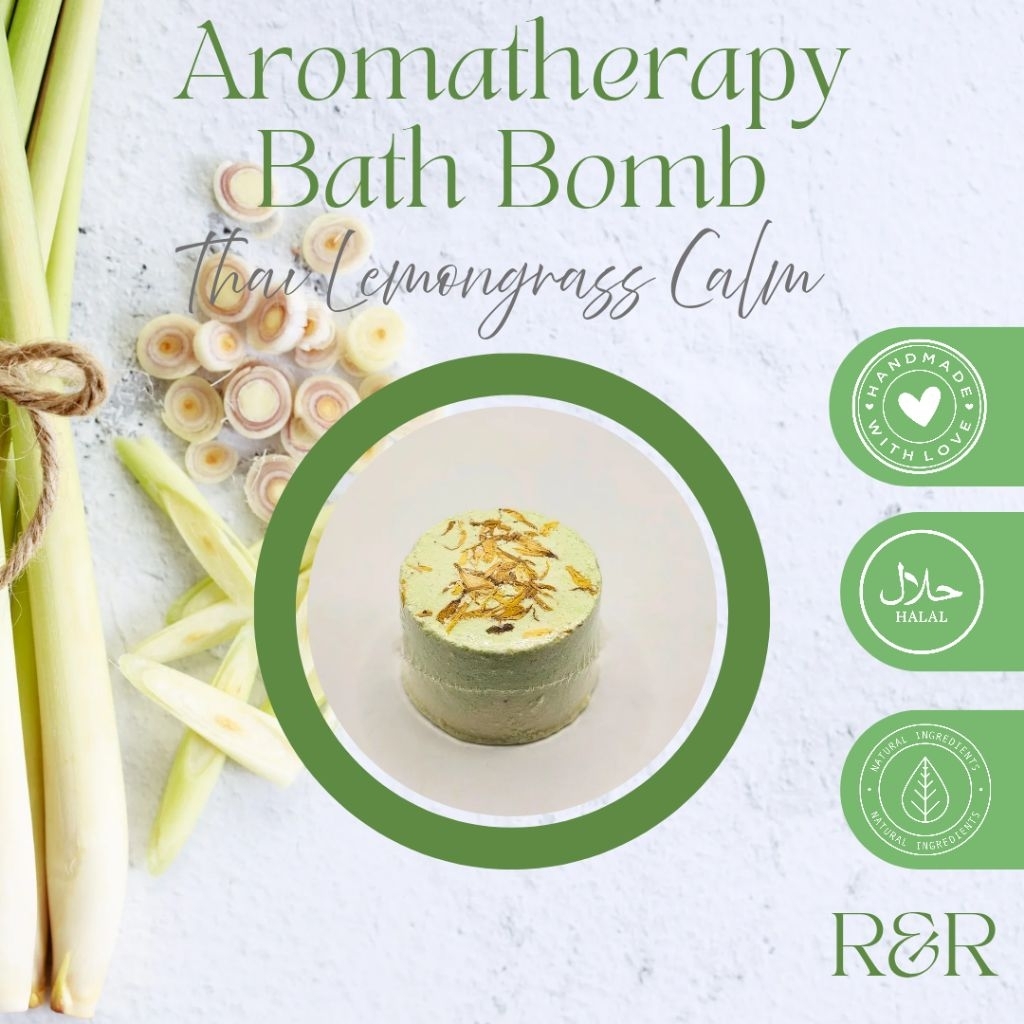 R&R Aromatherapy Bath Bomb - Thai Lemongrass Calm (Halal&Handmade ...