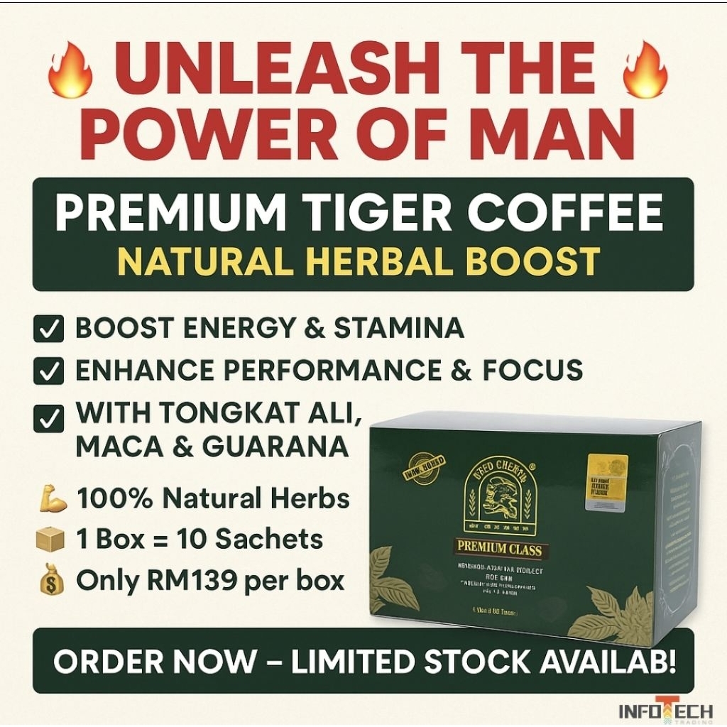 Kopi Harimau tongkat ali tambah tenaga 100％ natural herbs Tiger Coffee ...
