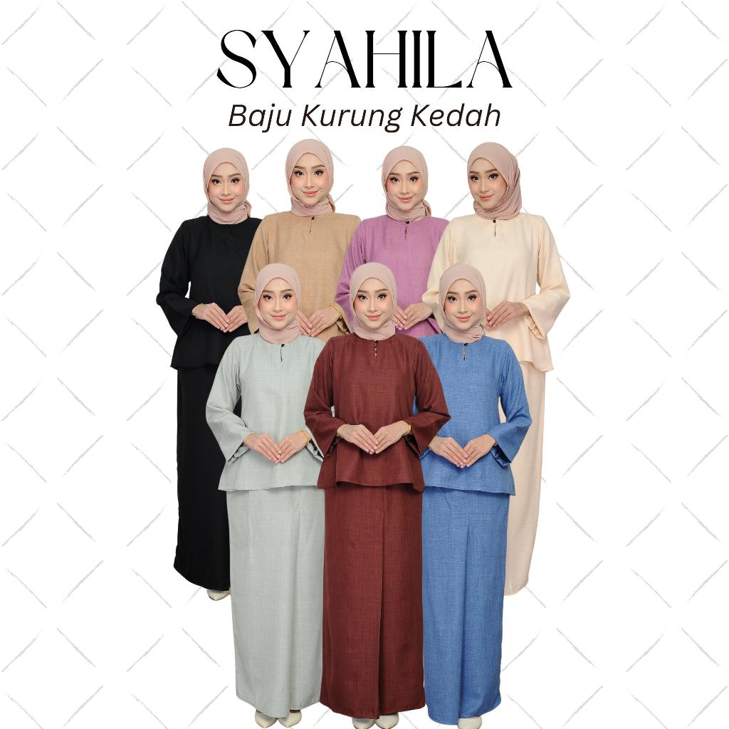 LUNA Syahila : Baju kurung kedah kain linen baju set muslimah baju raya ...