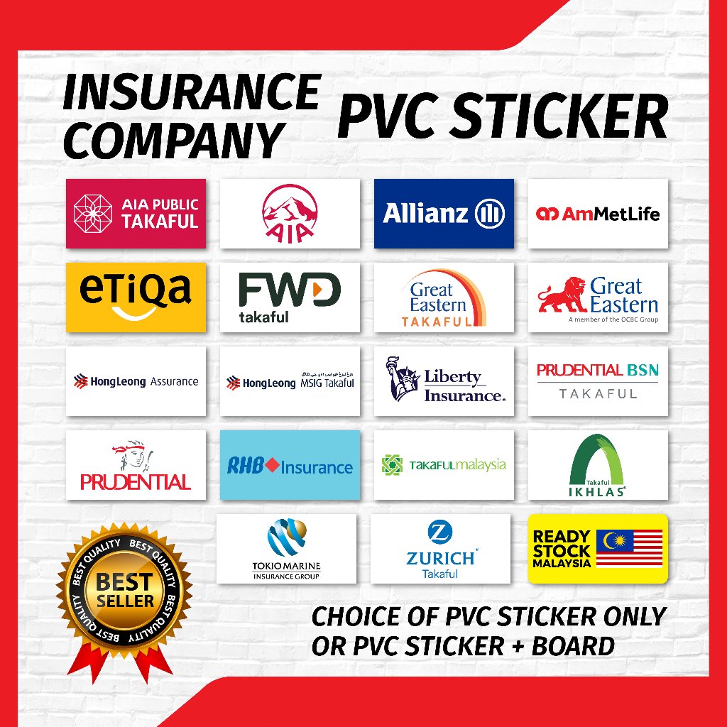 Insurance Company PVC Sticker Sign (10cmx20cm) / Waterproof /Syarikat ...