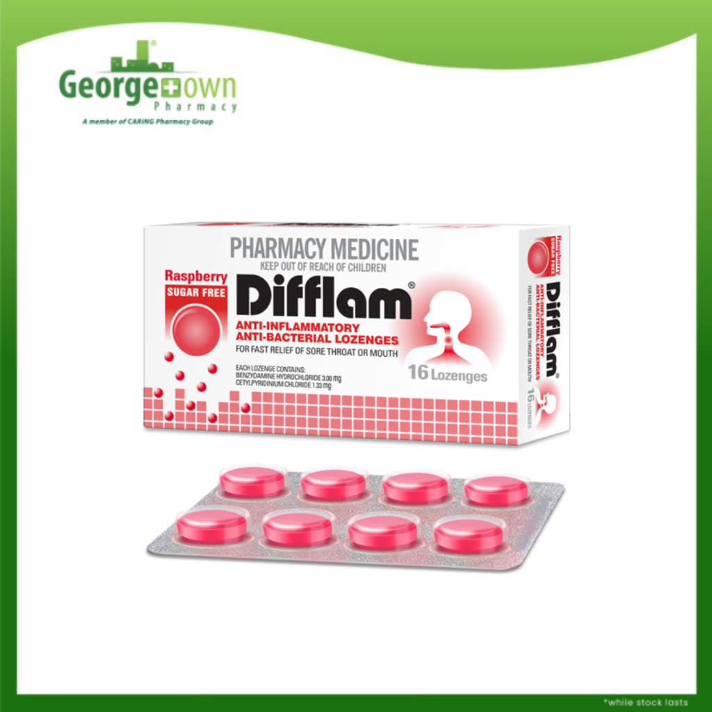 DIFFLAM ANTI-INFLAMMATORY ANTI-BACTERIAL LOZENGE (RASPBERRY) 8SX2 ...