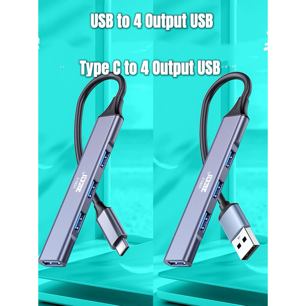 ZEQI 4-in-1 USB Hub / Type C Output 4 USB 3.0 High-Speed Transfer Plug ...