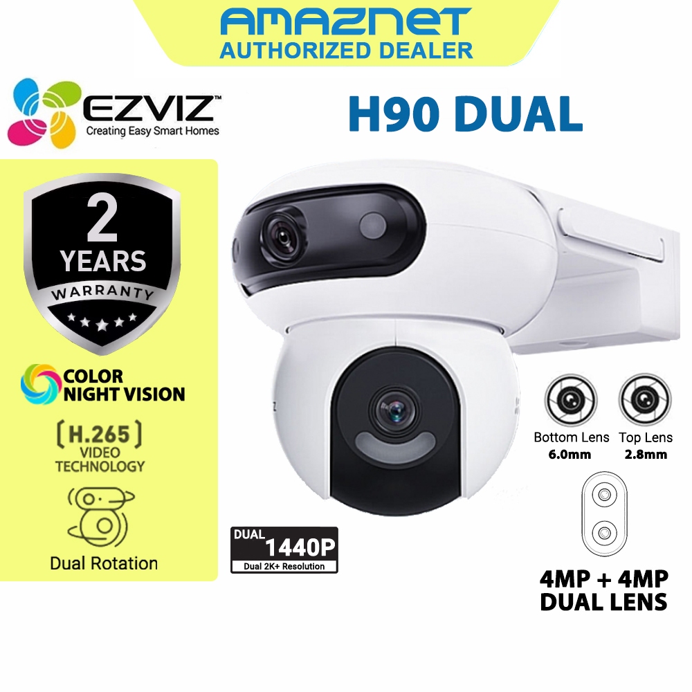 NEW Ezviz H90 Dual 2K⁺ Dual-Lens Pan & Tilt Wi-Fi CCTV Camera Outdoor 4 ...
