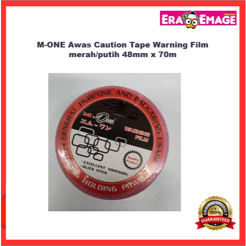 【M-ONE】 Awas Caution Tape / Warning Film Merah/Putih 48mm x 70m / 72mm ...