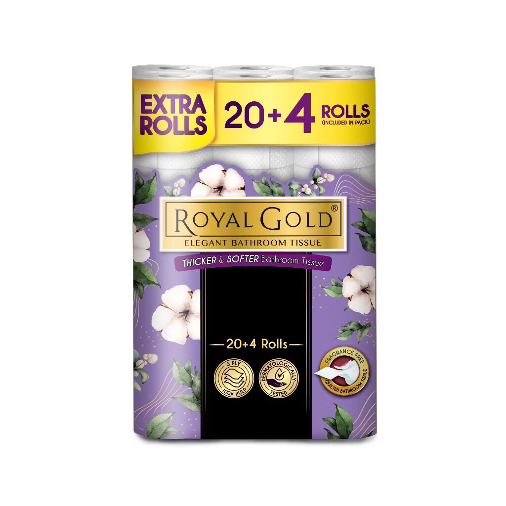Royal Gold Bathroom Tissues 20+4 Rolls 3Ply | Shopee Malaysia