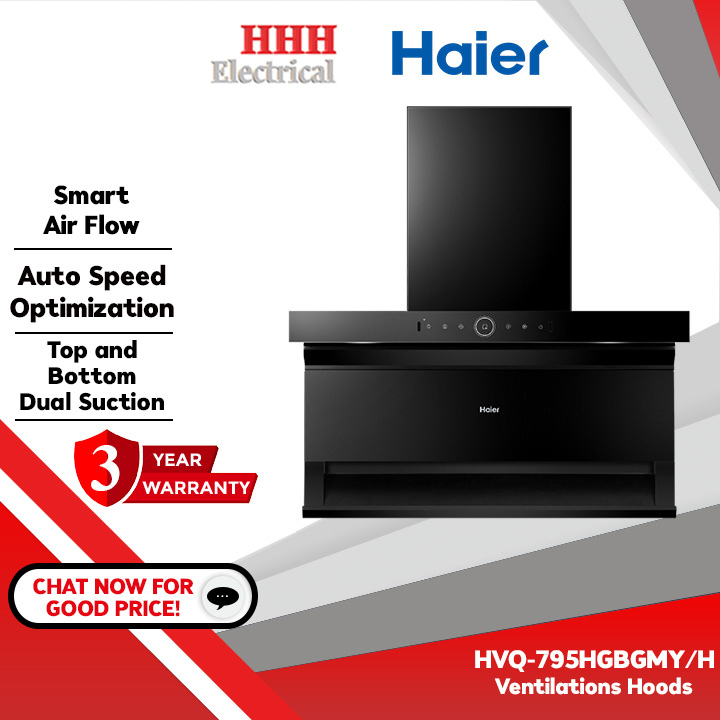 Haier Ventilation Hood HVQ-795HGBGMY/H with AI Smart Air Flow Hob-to ...