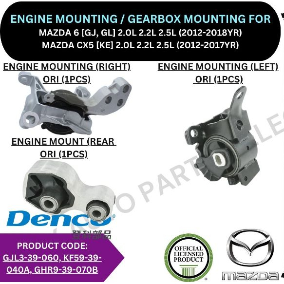 MAZDA GENUINE ENGINE MOUNTING (3PCS/SET) FOR MAZDA 6 [GJ, GL] '12-18YR ...