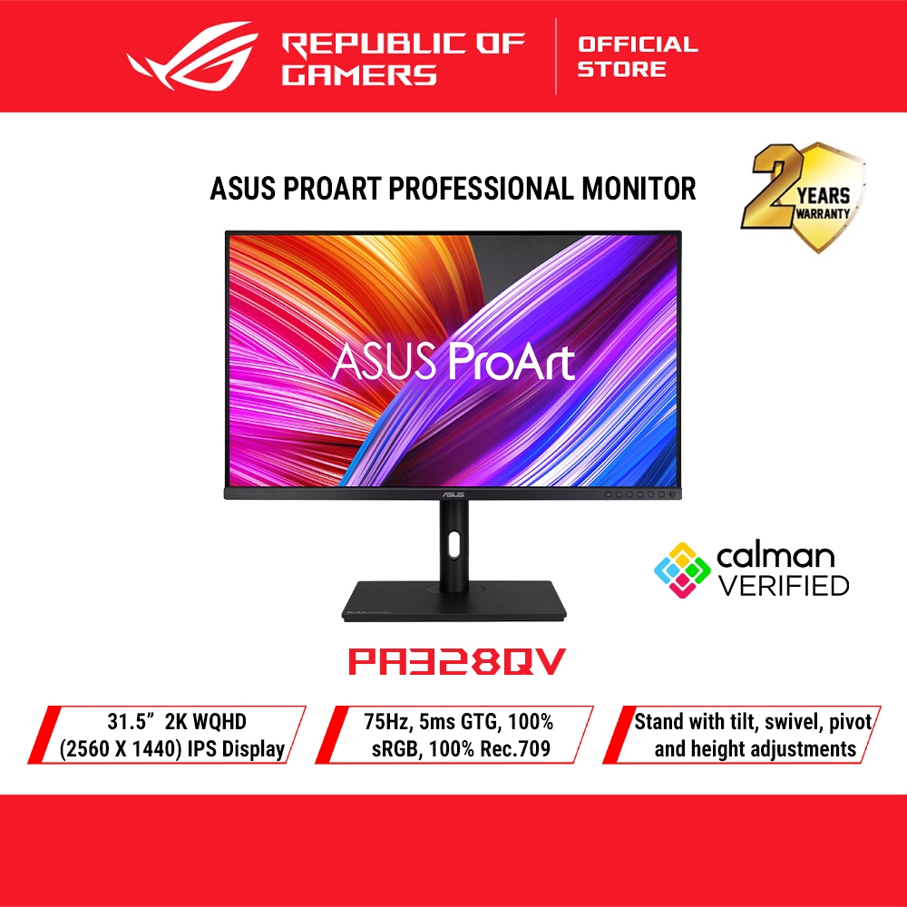 ASUS ProArt Display PA328QV Professional Monitor – 31.5-inch, IPS, WQHD ...