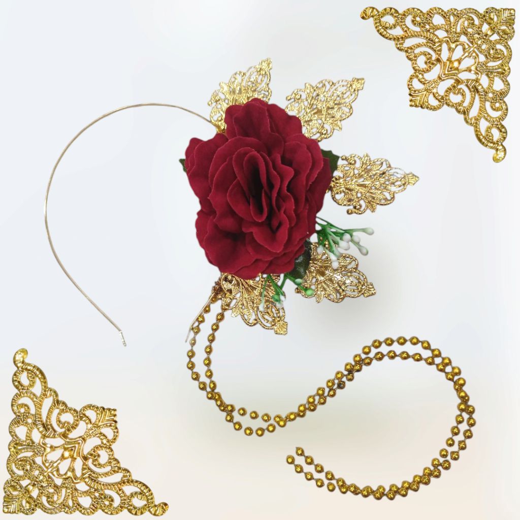 Sanggul tepi bunga roses baldu dan jurai | Shopee Malaysia