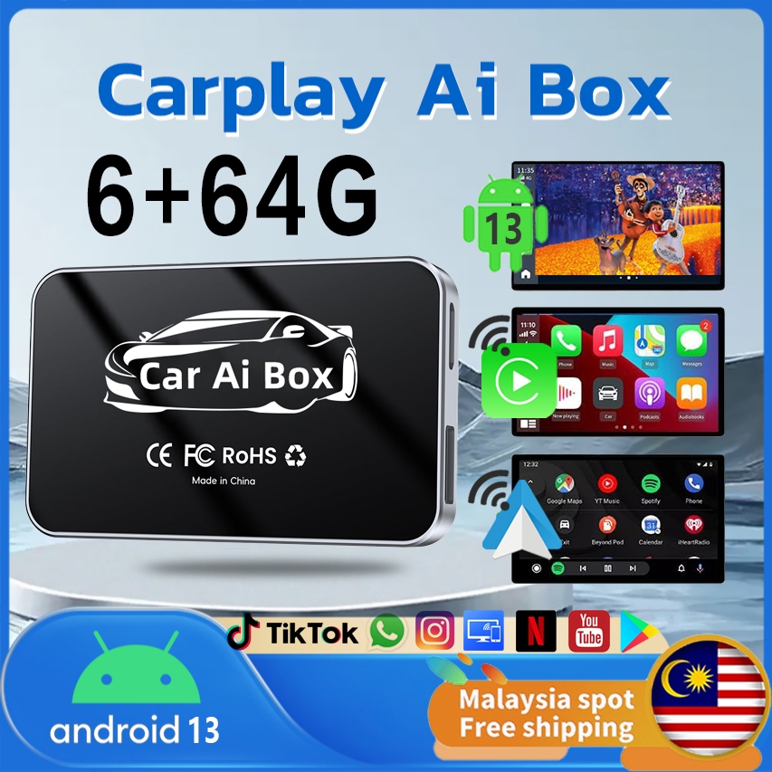 6+64G CarPlay AI Box Carplay Car android Video Wired to Wireless ...