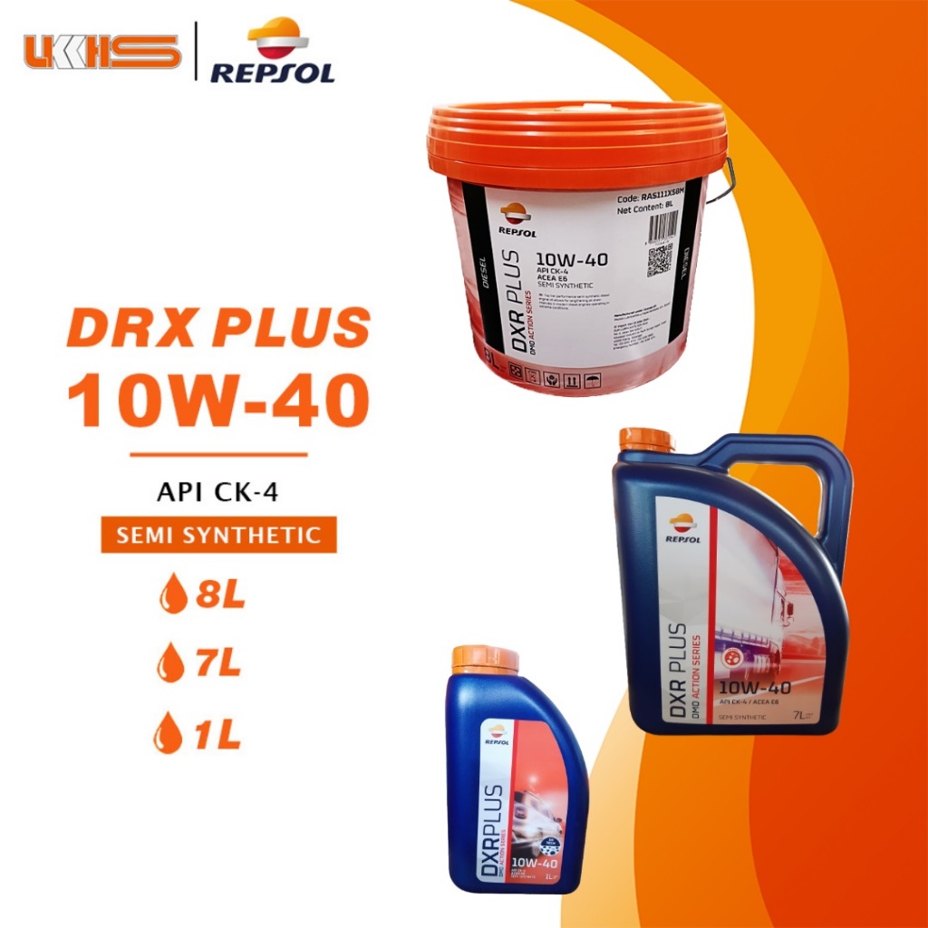 REPSOL DXR PLUS 10W-40 API CK-4/SN SEMI SYNTHETIC ENGINE OIL (8 / 7 / 1 ...
