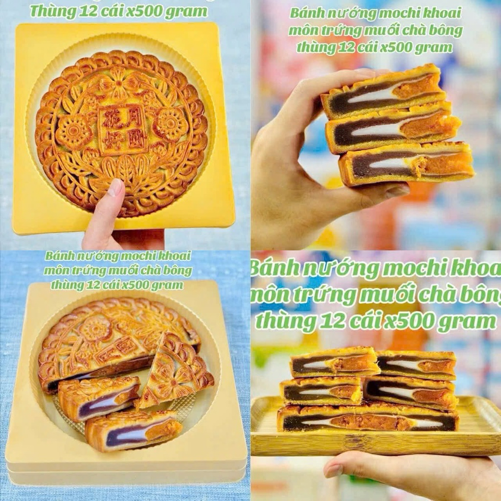 Baked Mochi Mooncake (1 pcs 500g) bánh mochi trứng muối, chà bông ...