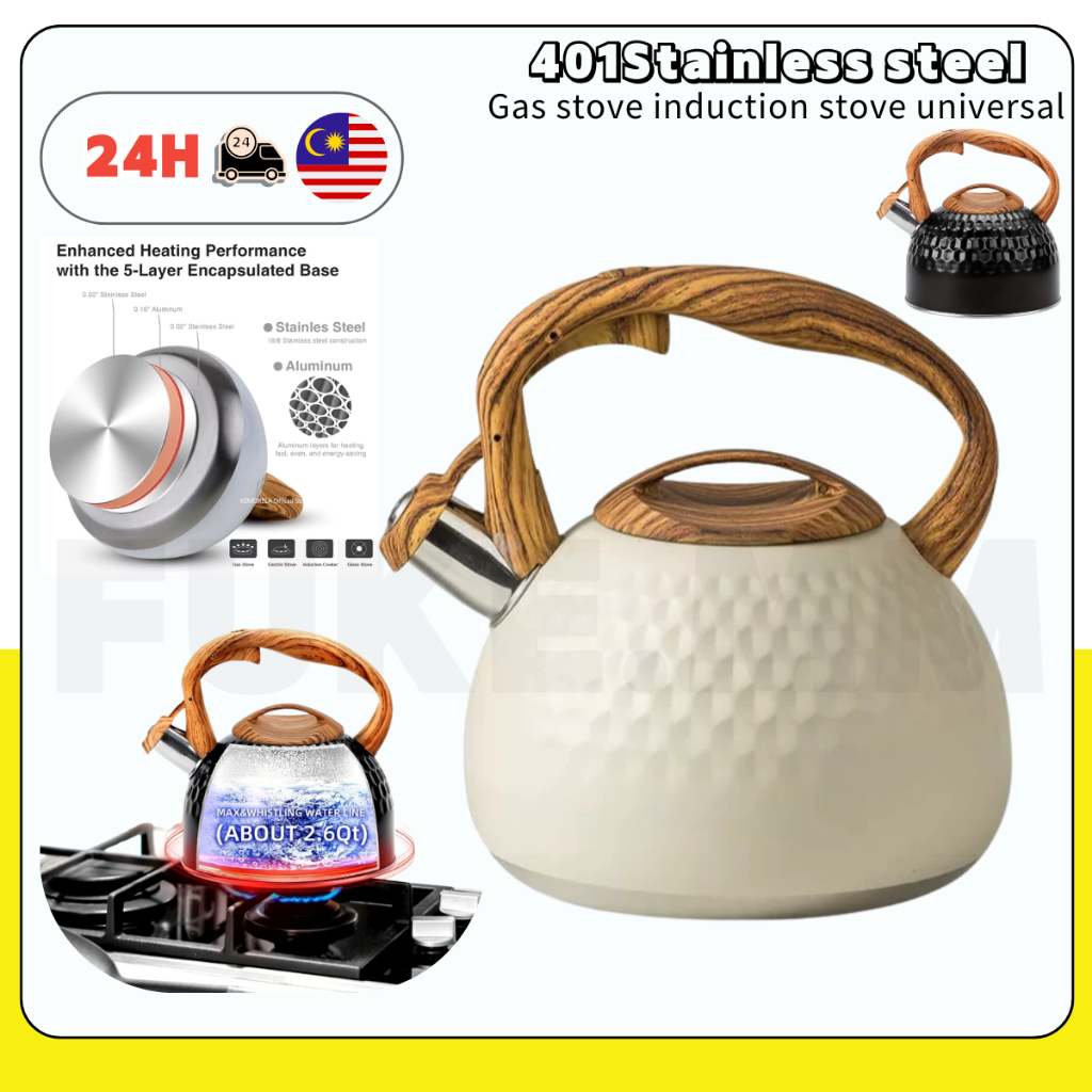 3L Large Capacity Stainless Steel Kettle, Whistling Kettle, Fast ...
