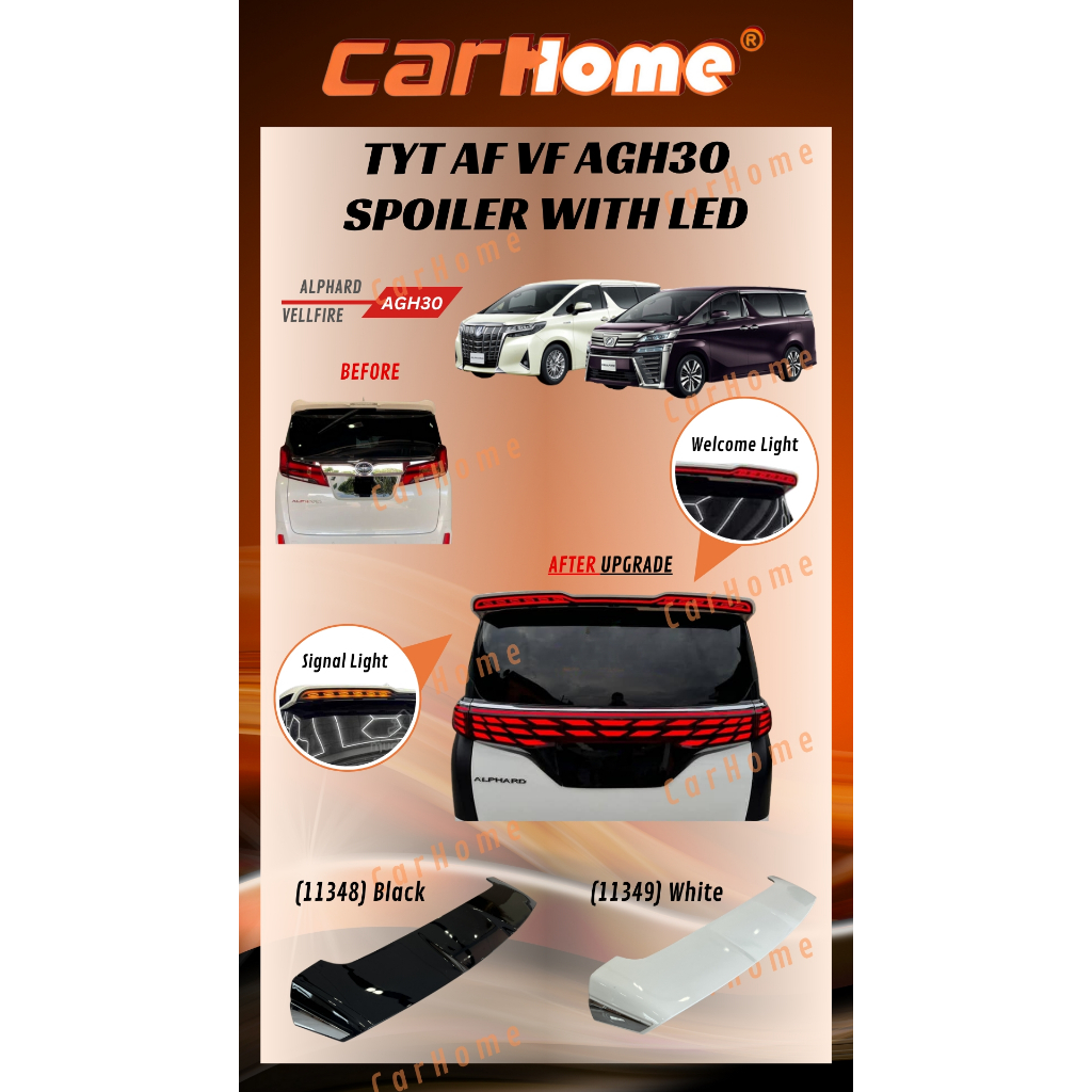 TOYOTA ALPHARD VELLFIRE AGH30 SPOILER WITH LED WITH PAINT BLACK & WHITE ...