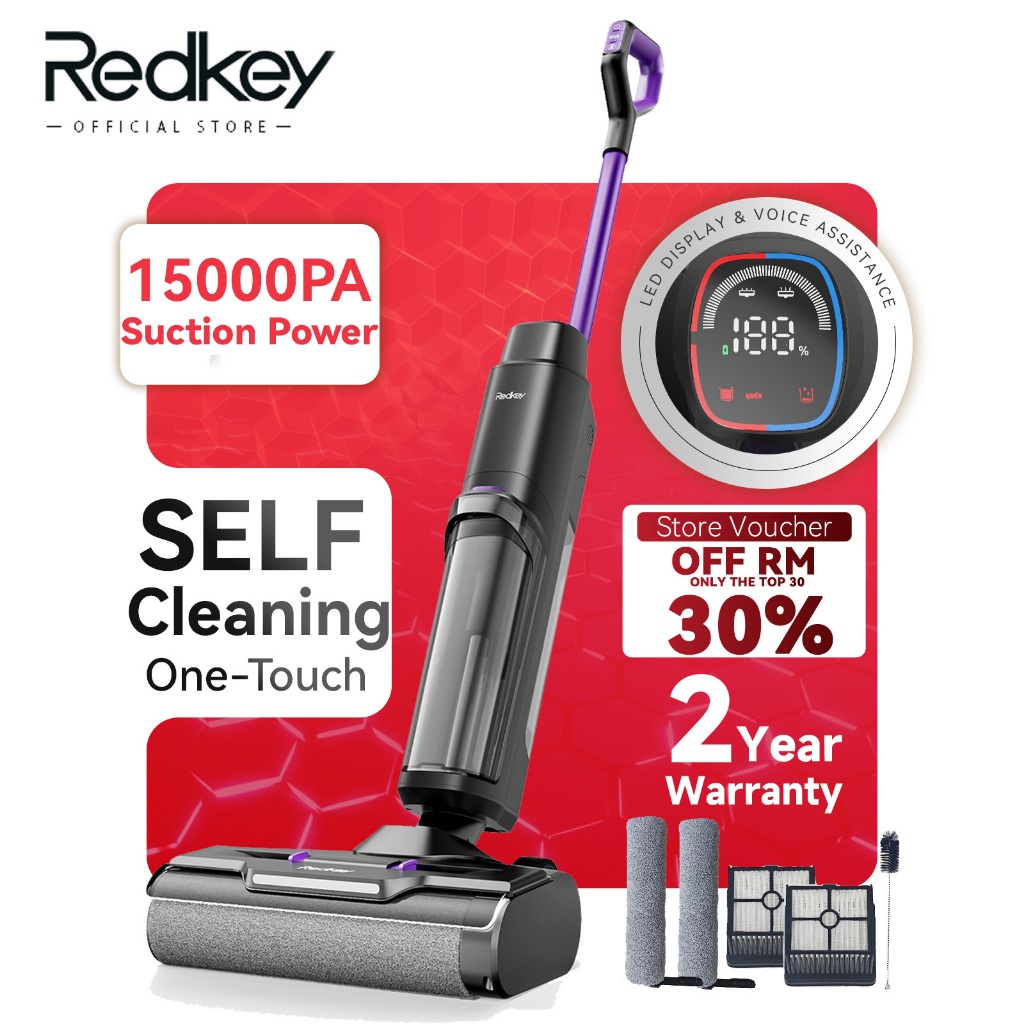 【Ready Stock】Redkey W15 Wet Dry Vacuum Cleaner&Floor Washer Hard Floor/Carpet Cleaner Robot ...