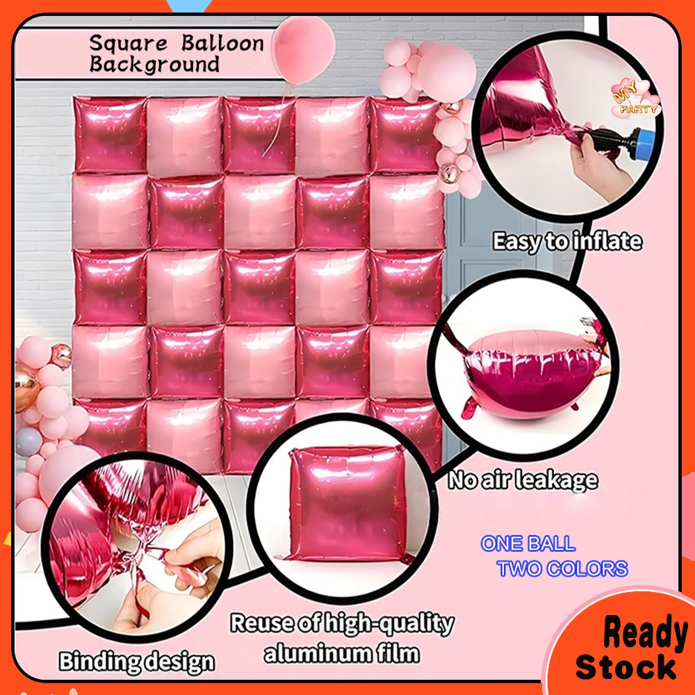 Balloon Backdrop Double Side Square Balloon Garland Aluminium Foil ...