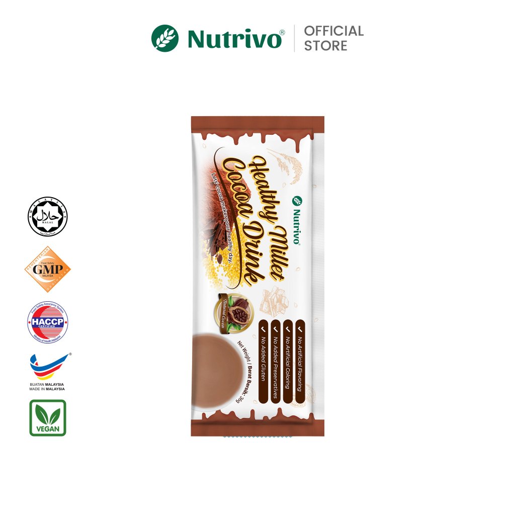 Nutrivo Healthy Millet Cocoa Multigrain Drink 36g x 1 Sachet | Organic ...