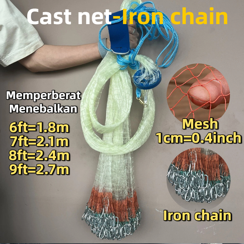 Chain Jala Ikam 1cm mesh Jaring Ikan Fishing Net Bubu Ikan BuBu Payung ...