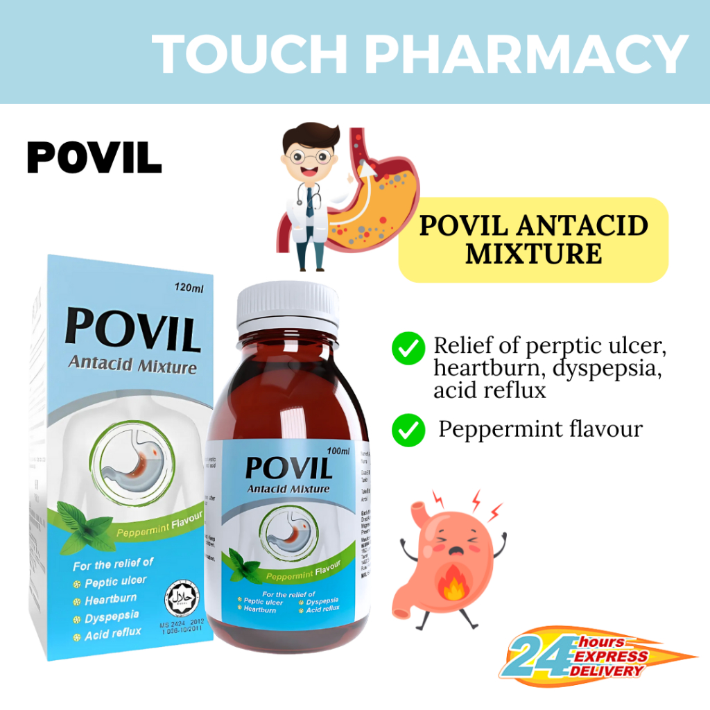POVIL Antacid Mixture Suspension 100ML (For Digestion & Gastric Pain ...