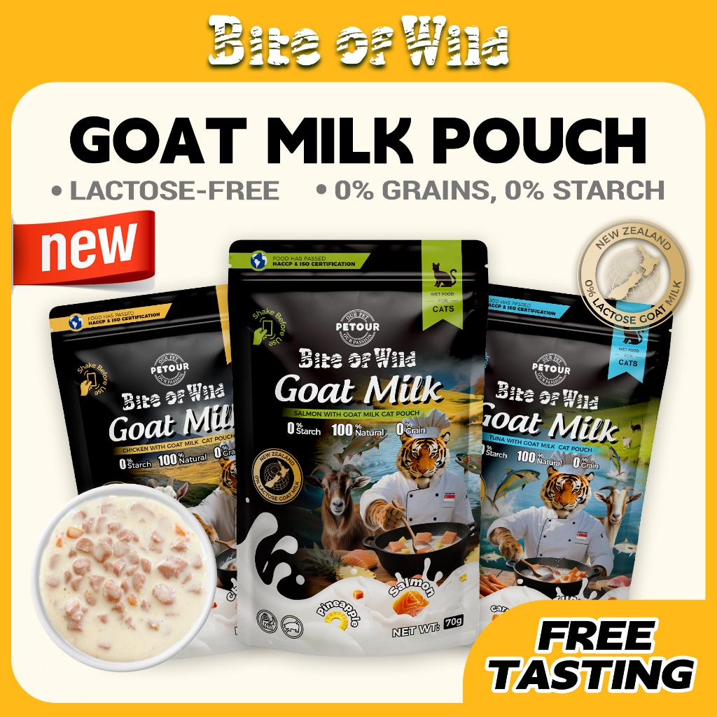 Bite Of Wild Cat Pouch 3 Different Tastes New Zealand Goat Milk High ...