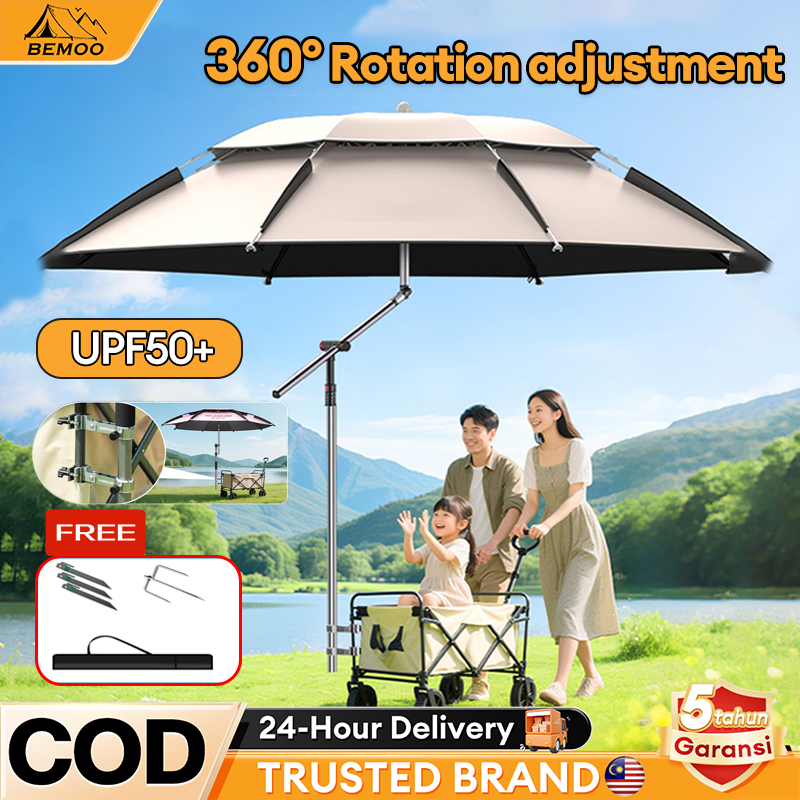 WTHB 2.6M Big Fishing Umbrella Payung 360° Adjustable Mancing Outdoor ...