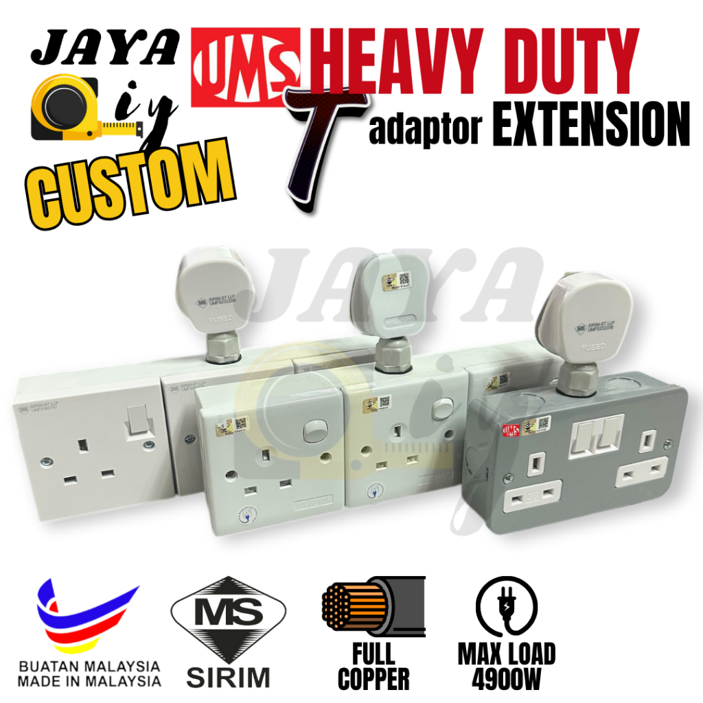UMS [HEAVY DUTY] T-adaptor Plug Top 2 , 3 ,4 Ways 2 GANG Metal Clad ...
