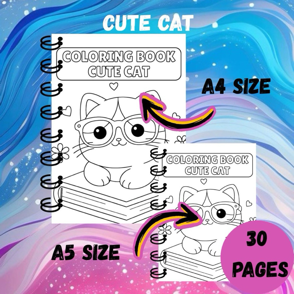 CUTE CAT – Buku Mewarna Untuk Kanak-Kanak, Remaja & Dewasa | Coloring ...