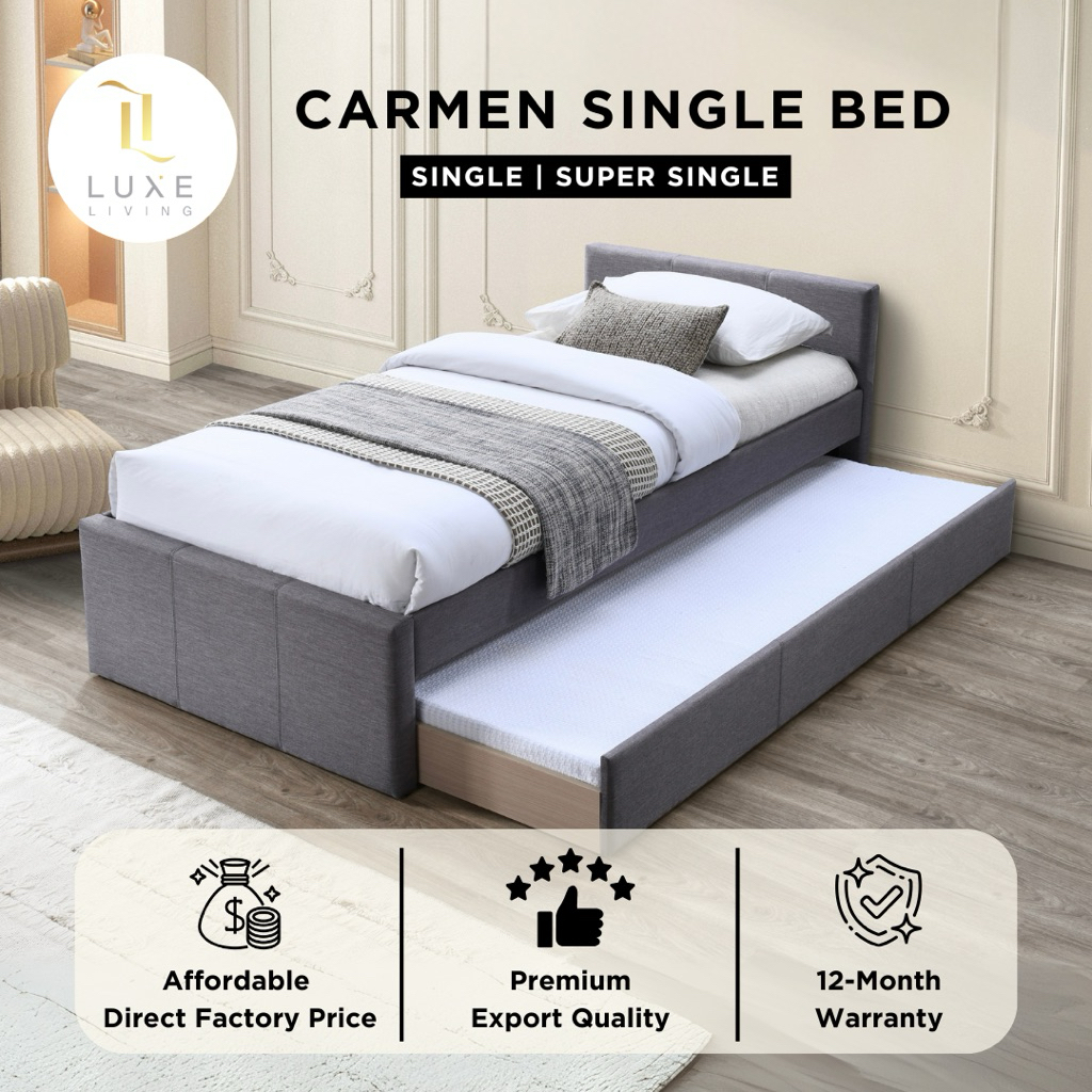 LUXE: Carmen Single / Super Single Trundle | Pull Out Bed Frame | Katil ...