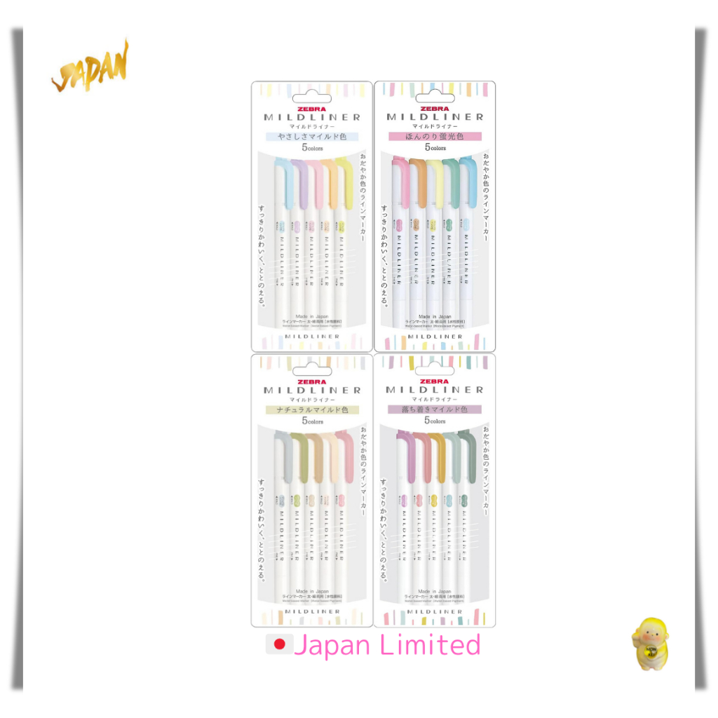 【JAPAN】Zebra Mildliner Highlighter 4 Colors Set – Soft Pastel Ink ...